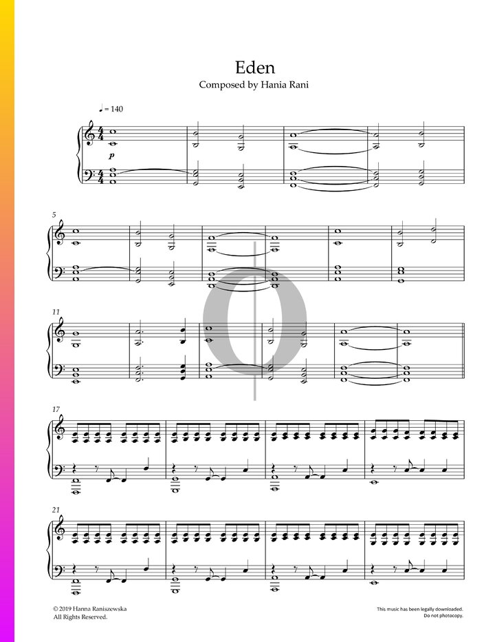 Eden (Hania Rani) Piano Sheet Music - OKTAV