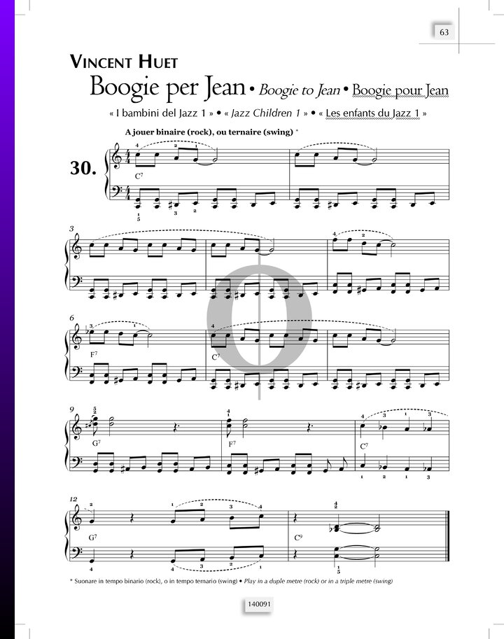 Jazz Children, No. 1: Boogie to Jean (Vincent Huet) Piano Sheet Music ...