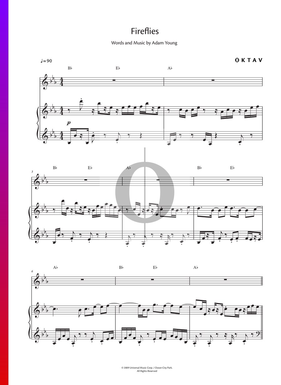 Fireflies (Owl City) Piano Sheet Music - OKTAV