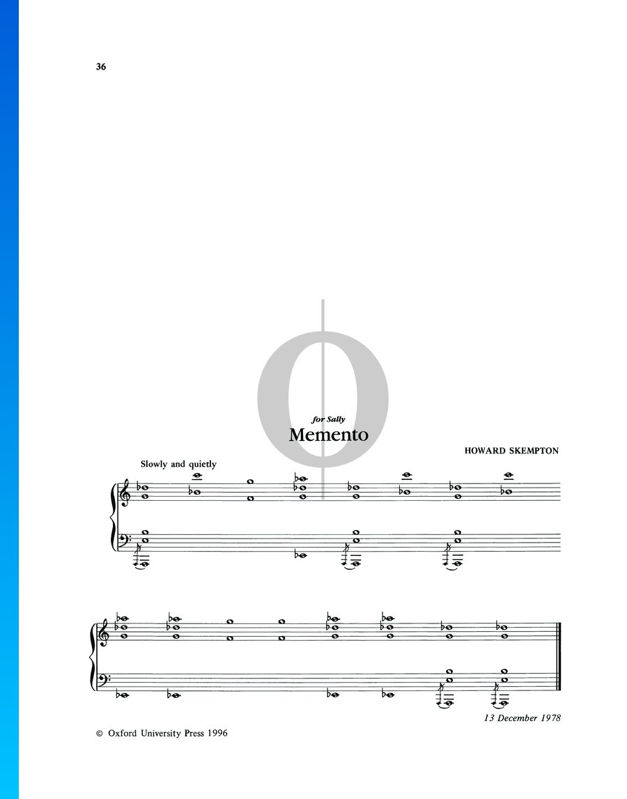 Memento (Howard Skempton) Piano Sheet Music - OKTAV
