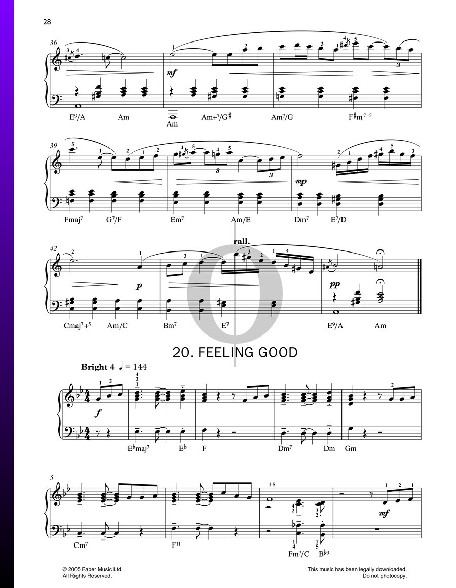 Feeling Good (John Kember) Piano Sheet Music - OKTAV
