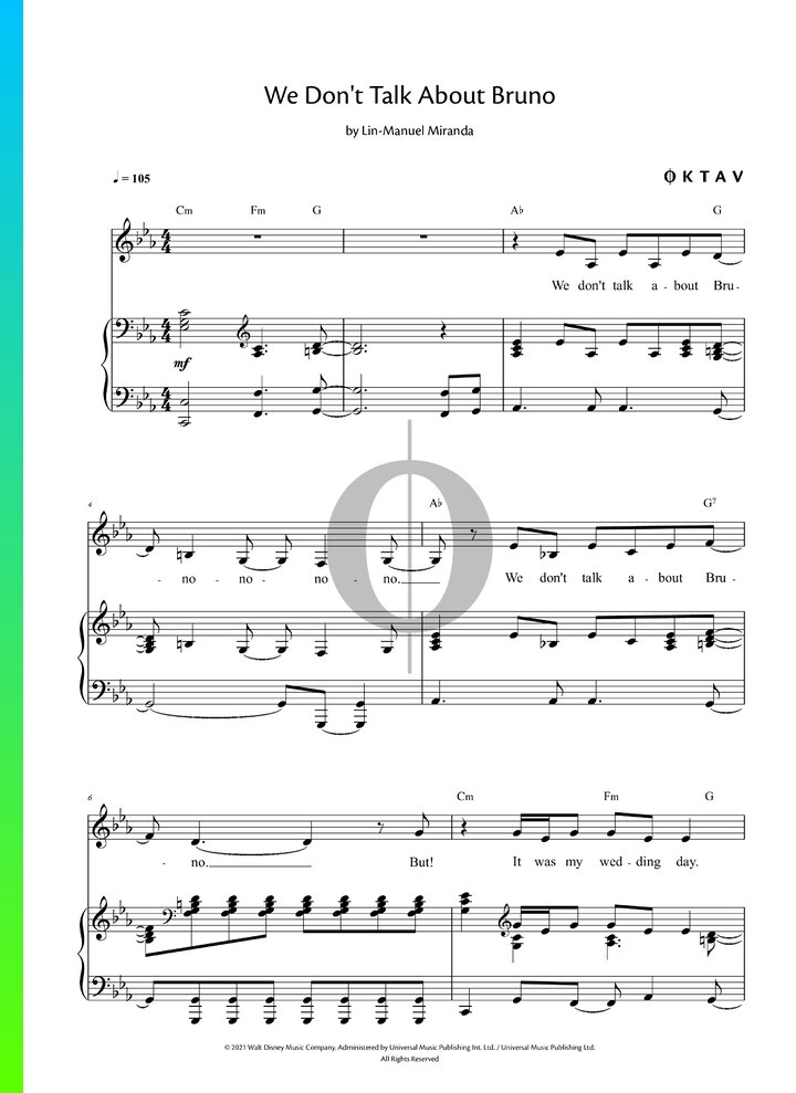 We Don't Talk About Bruno bladmuziek uit Encanto (Piano, Stem) - OKTAV