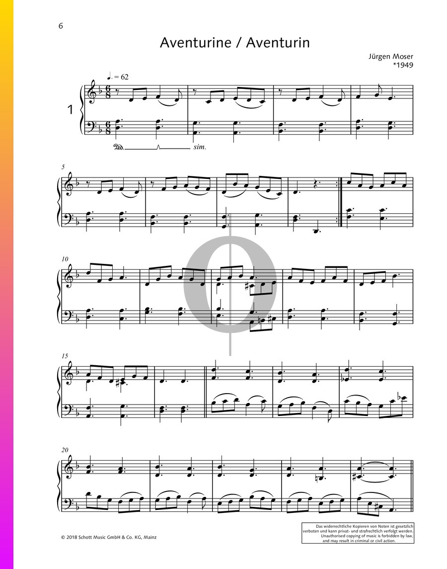 Aventurine (Jürgen Moser) Piano Sheet Music - OKTAV