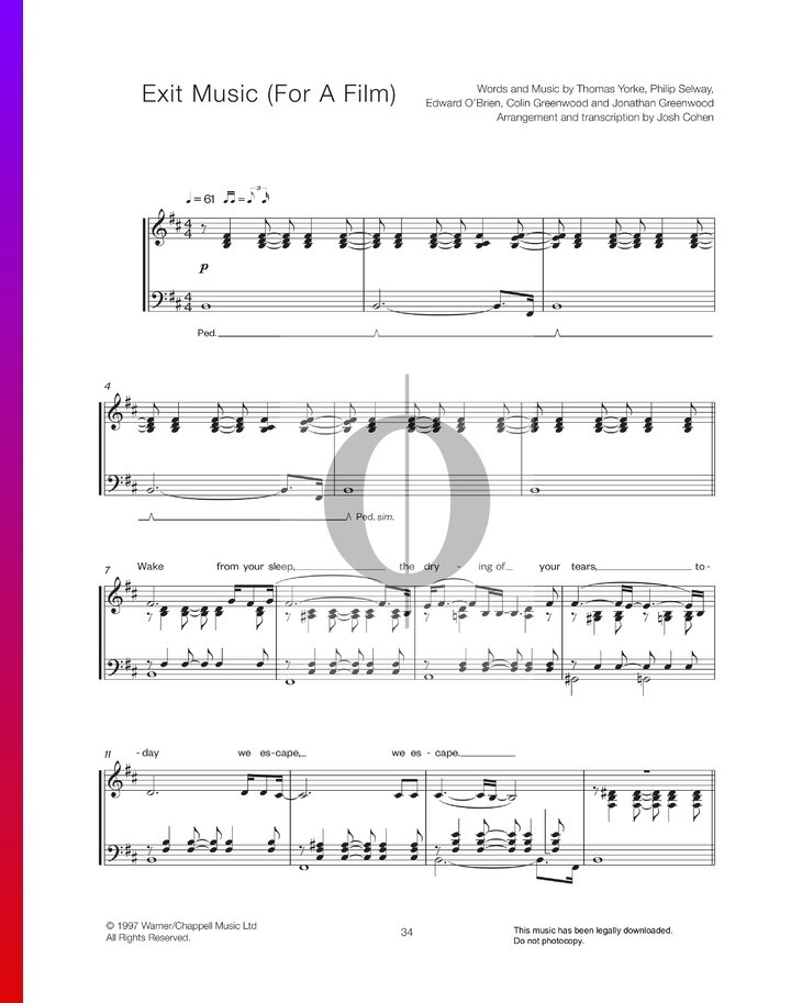 Exit Music (For A Film) door Radiohead | piano bladmuziek (Pianosolo ...