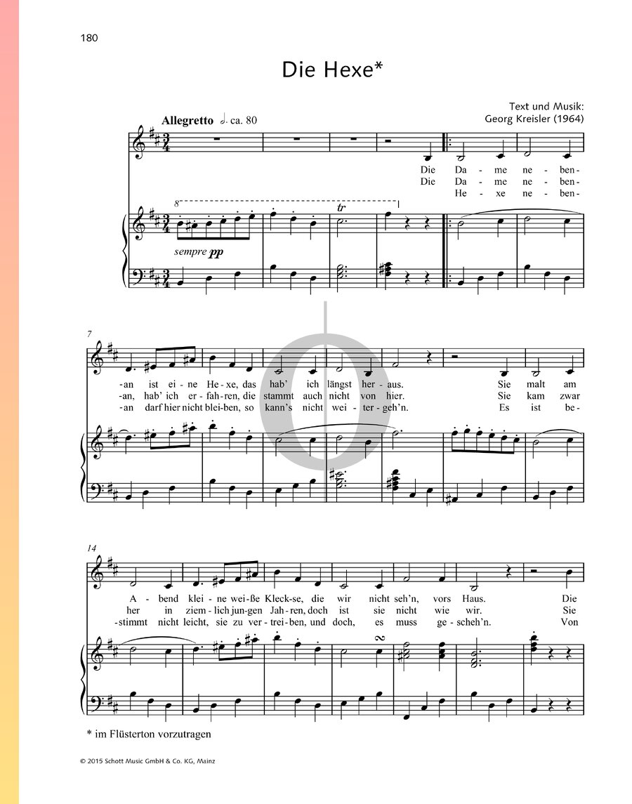 Die Hexe (Georg Kreisler) Piano Sheet Music - OKTAV
