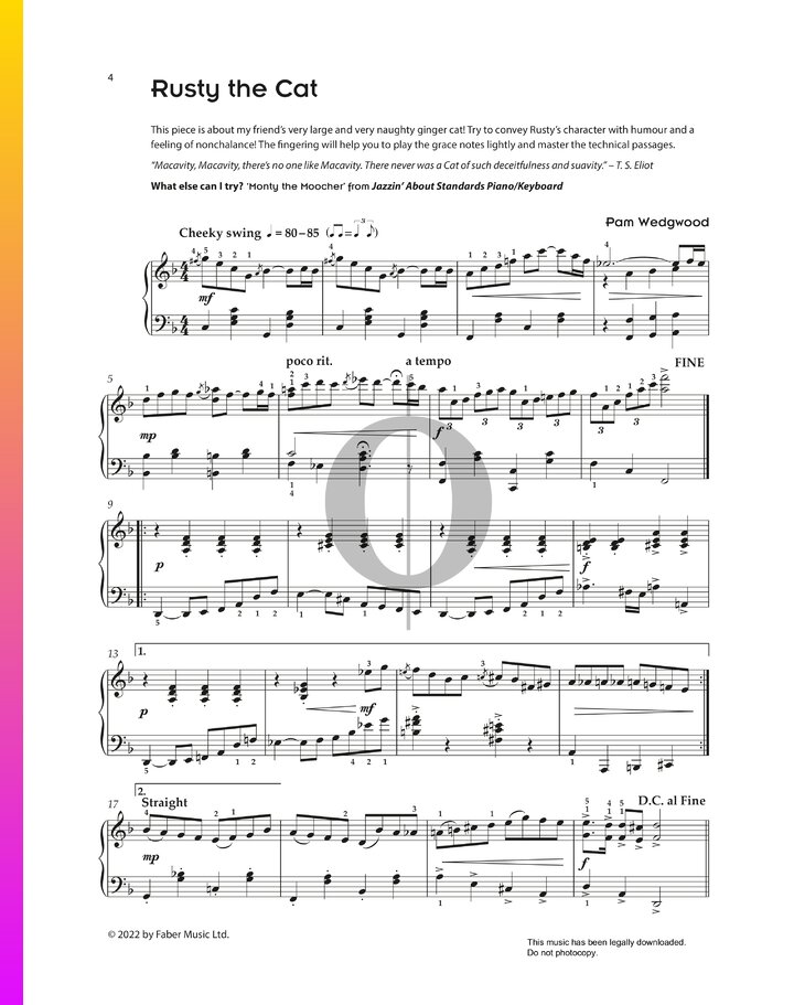 Rusty The Cat (Pam Wedgwood) Piano Sheet Music - OKTAV