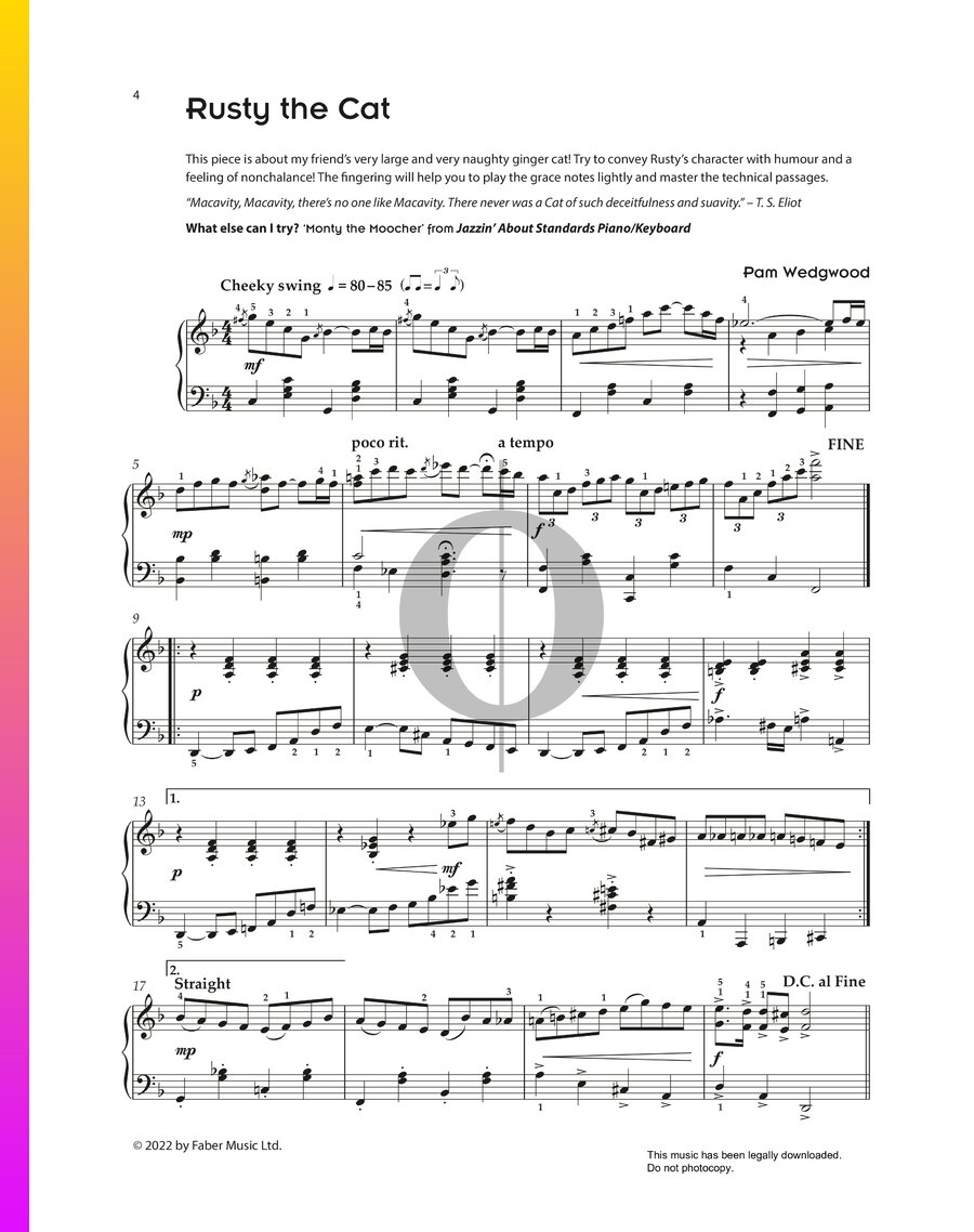 Rusty The Cat (Pam Wedgwood) Piano Sheet Music - OKTAV