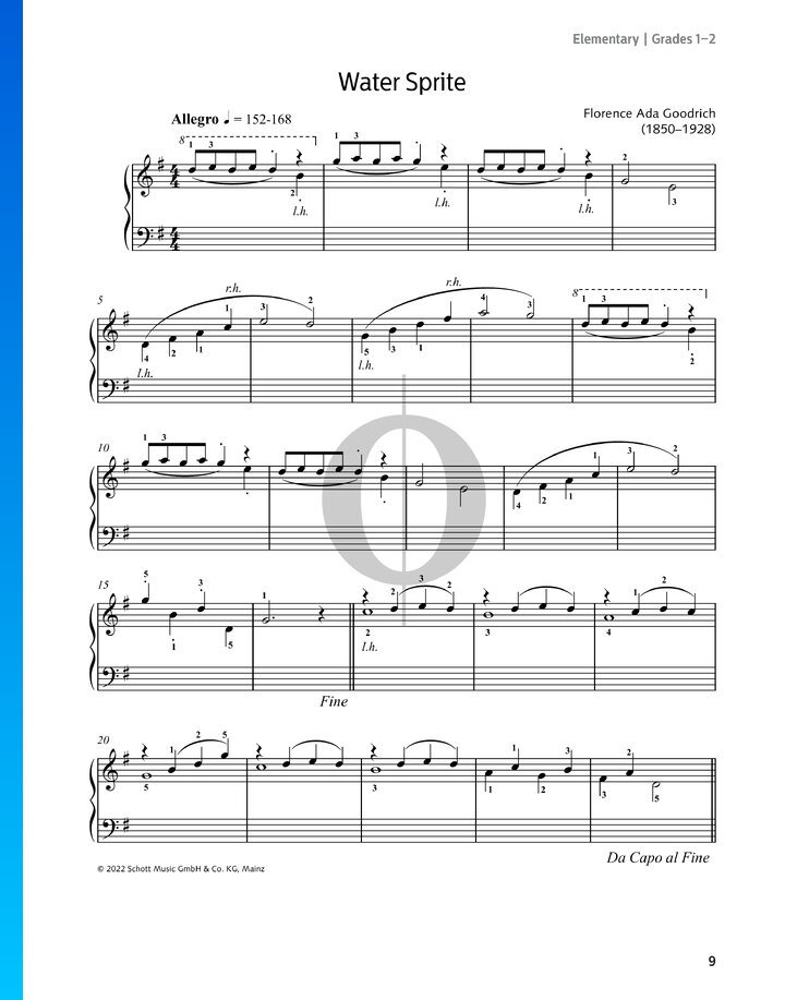 Water Sprite (Florence Ada Goodrich) Piano Sheet Music - OKTAV