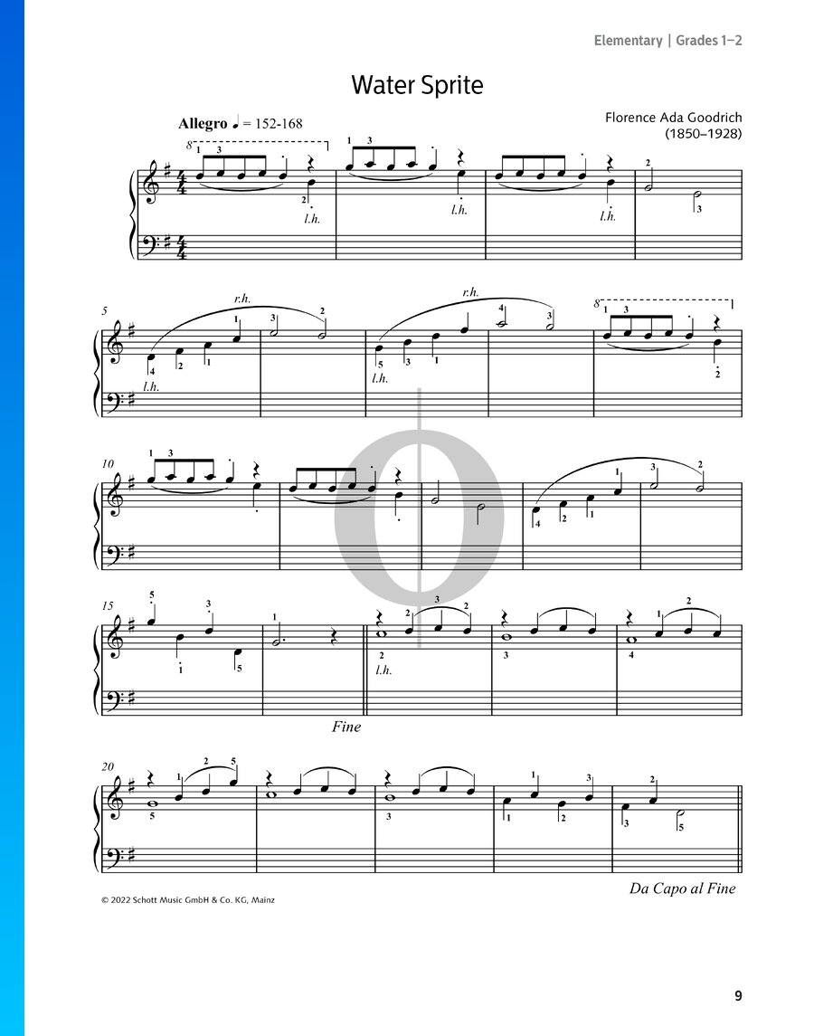 Water Sprite » Florence Ada Goodrich - Partitions de piano - OKTAV
