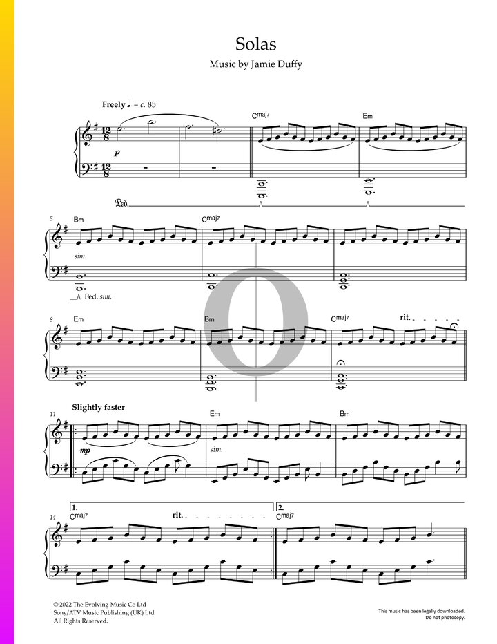 Solas (Jamie Duffy) Piano Sheet Music - OKTAV
