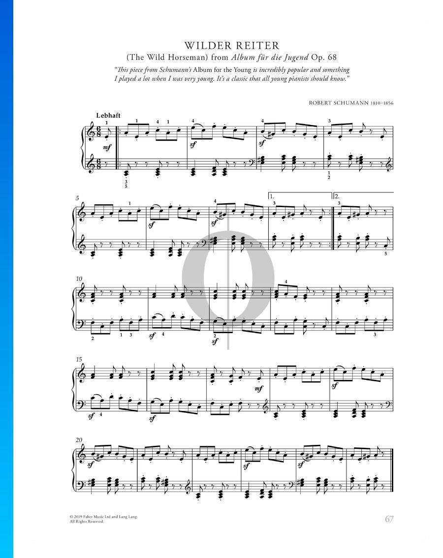 The Wild Horseman, Op. 68 No. 8 (Robert Schumann) Piano Sheet Music - OKTAV