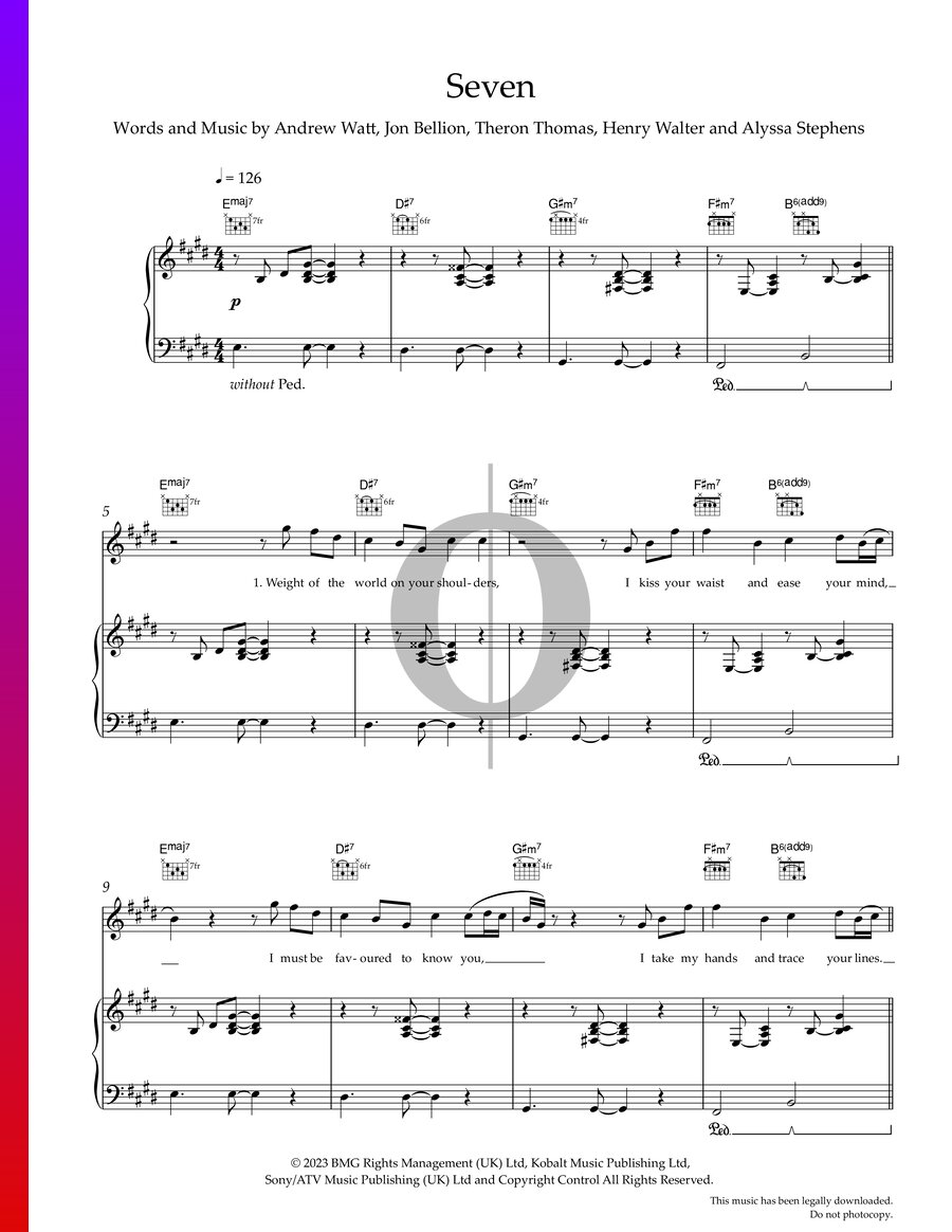 Seven (Latto, Jung Kook) Piano Sheet Music - OKTAV