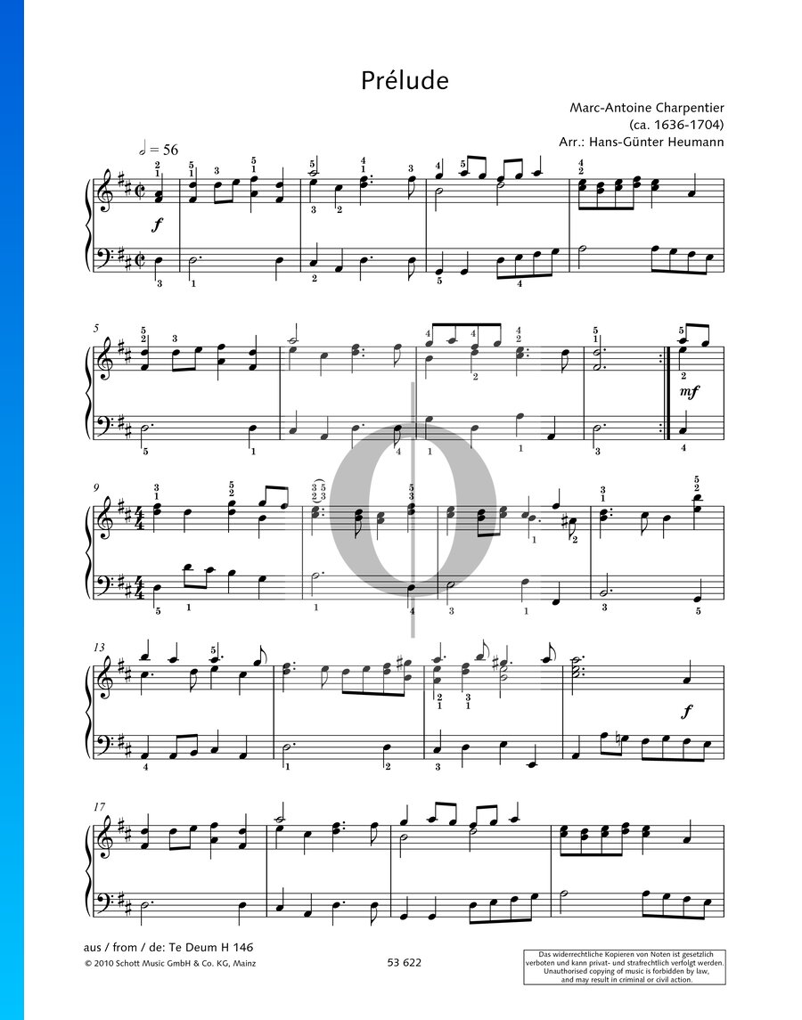 Te Deum: Prélude (Marc-Antoine Charpentier) Piano Sheet Music - OKTAV