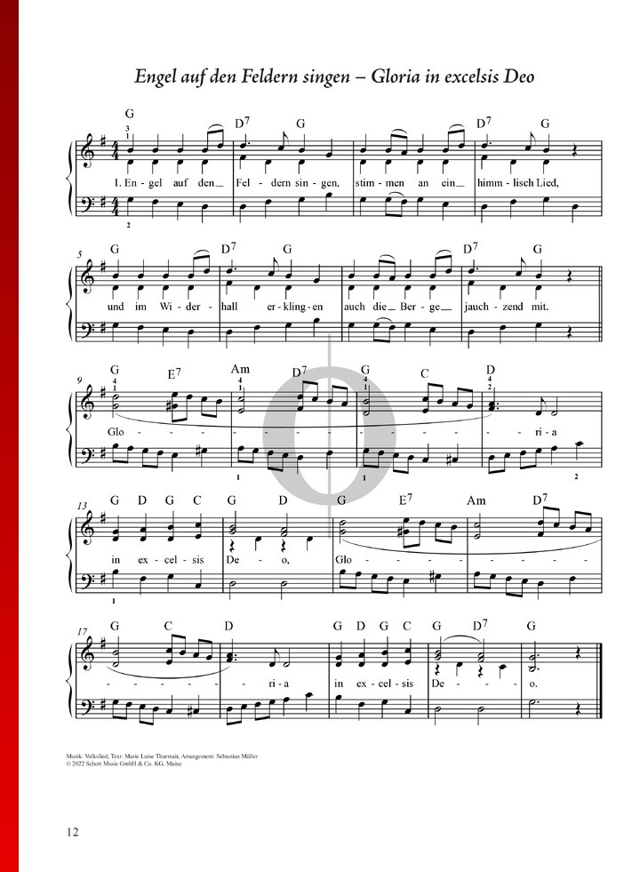 Engel auf den Feldern singen (Gloria in excelsis Deo) (Anonymous) Piano Sheet Music - OKTAV