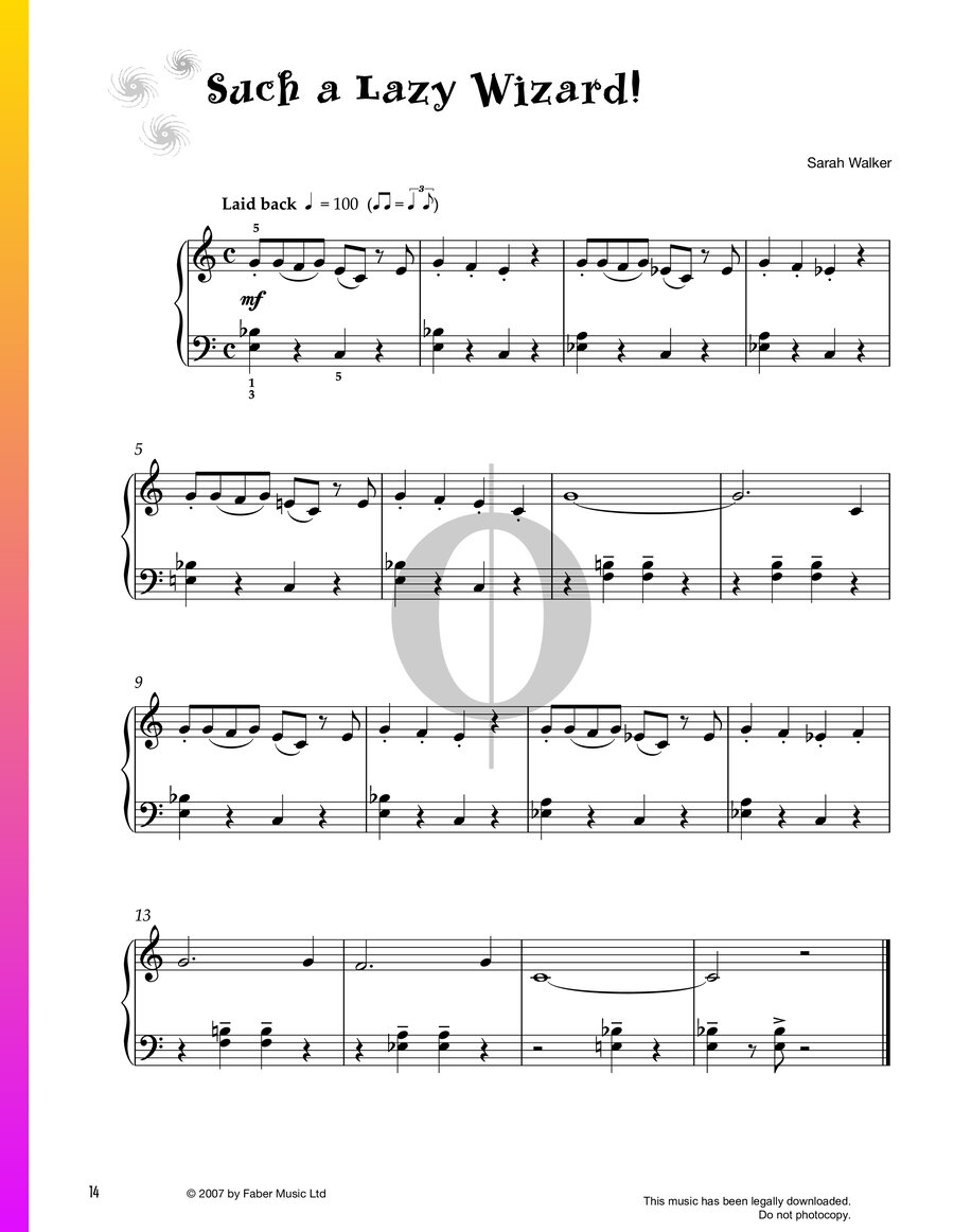 Such A Lazy Wizard (Sarah Walker) Piano Sheet Music - OKTAV