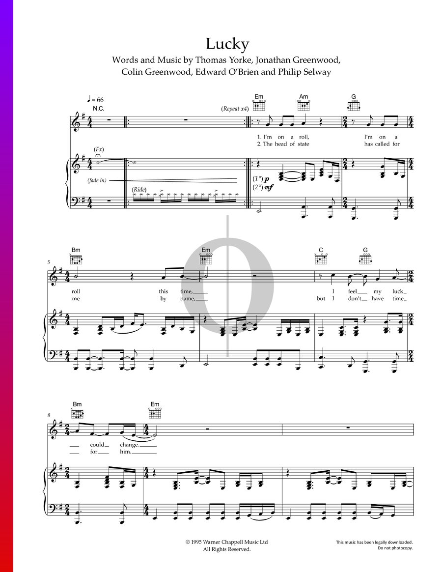 Lucky (Radiohead) Piano Sheet Music - OKTAV