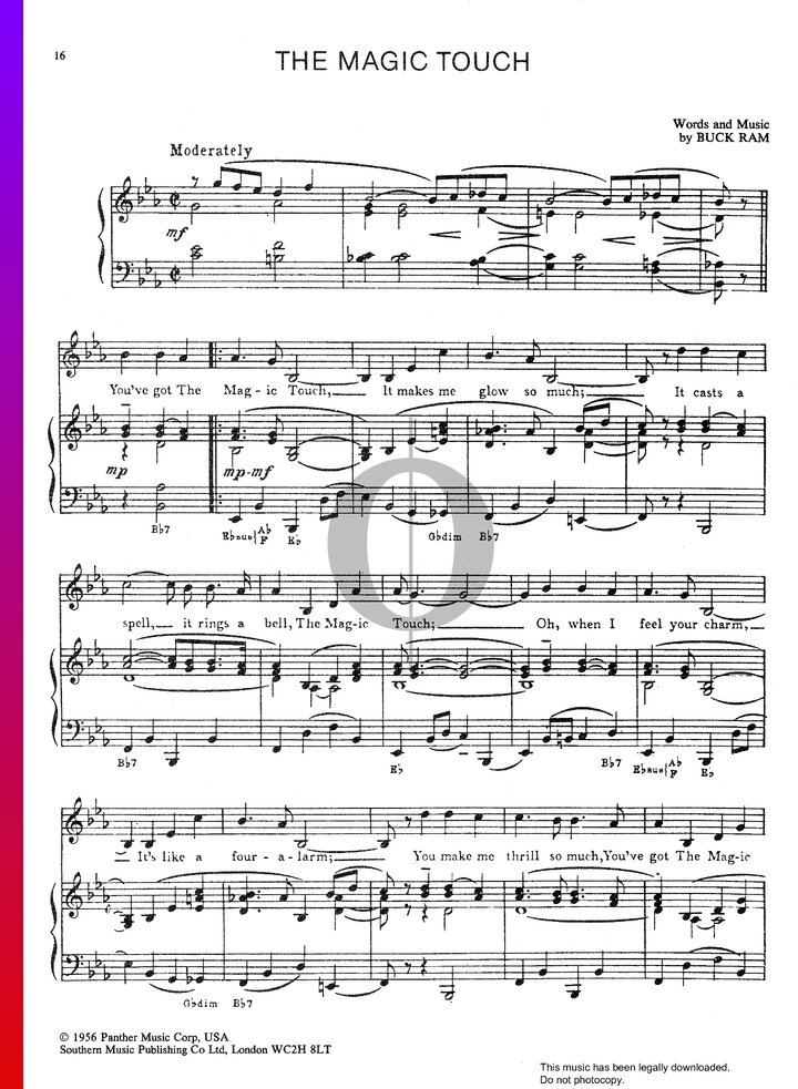 The Magic Touch (The Platters) Piano Sheet Music - OKTAV