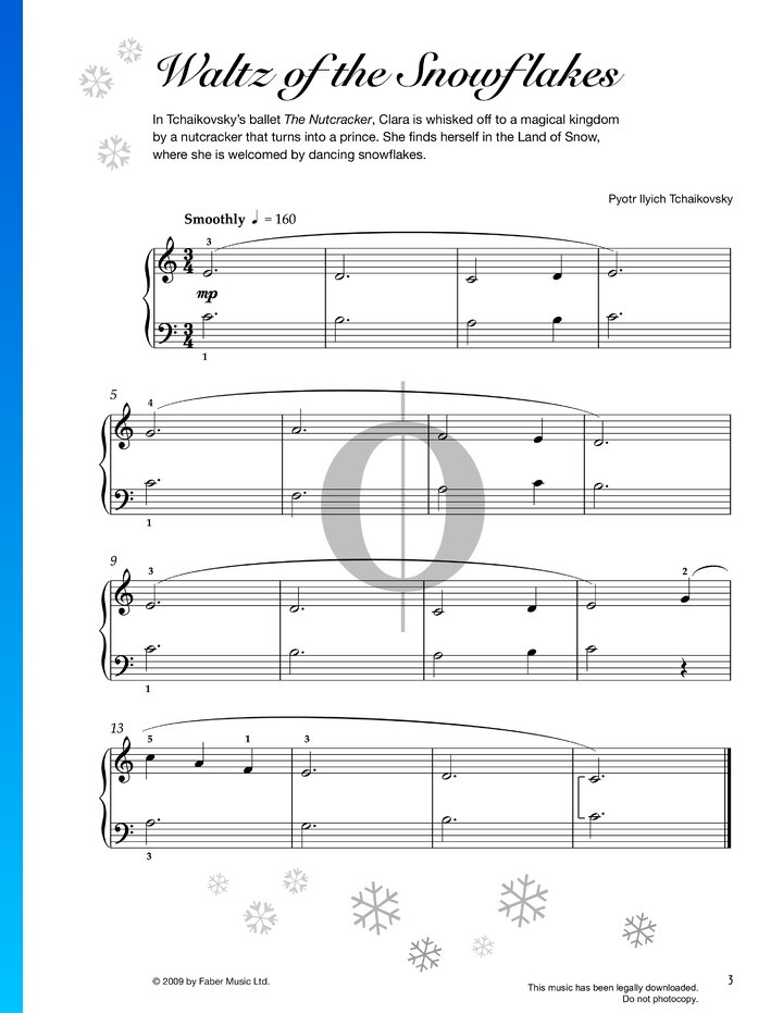 Waltz Of The Snowflakes (Pjotr Iljitsch Tschaikowski) Piano Sheet Music ...