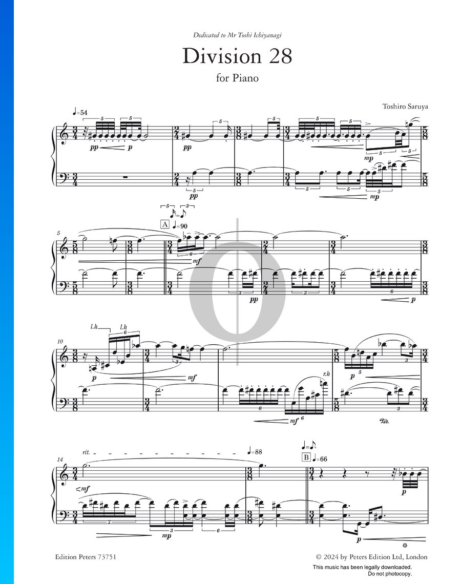 Division 28 (Toshiro Saruya) Piano Sheet Music - OKTAV