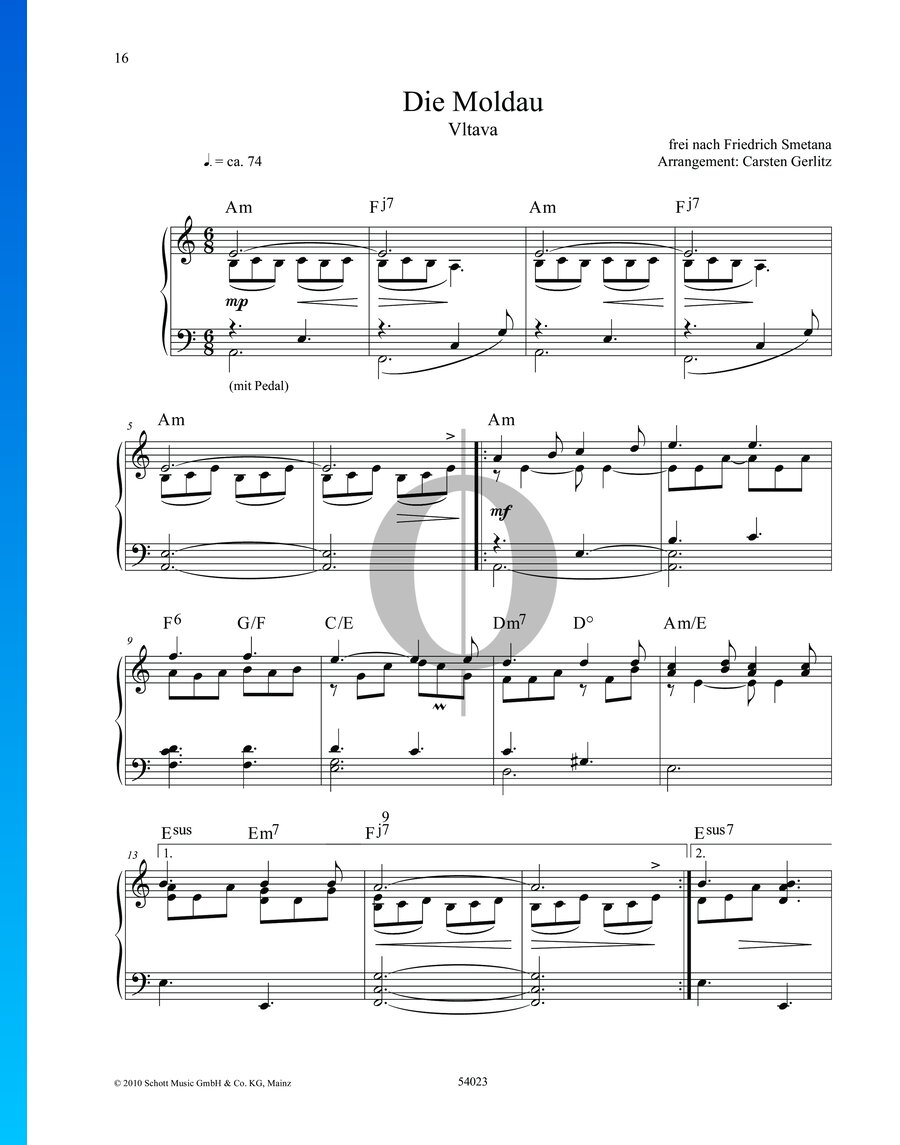 The Moldau (Vltava) (Crossover) (Carsten Gerlitz) Piano Sheet Music - OKTAV