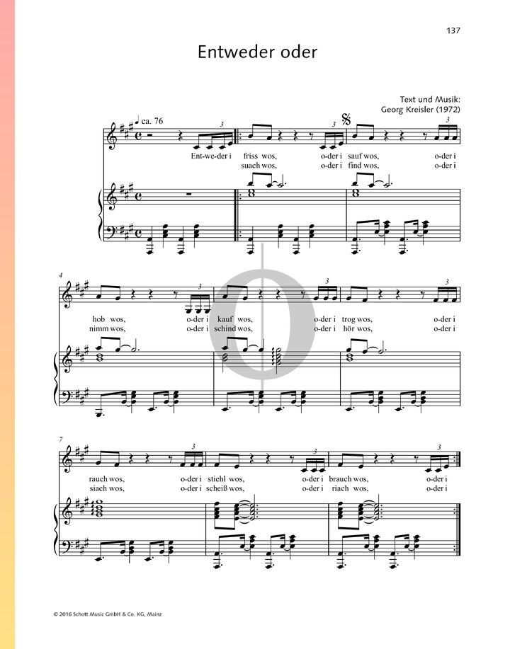 Entweder oder (Georg Kreisler) Piano Sheet Music - OKTAV