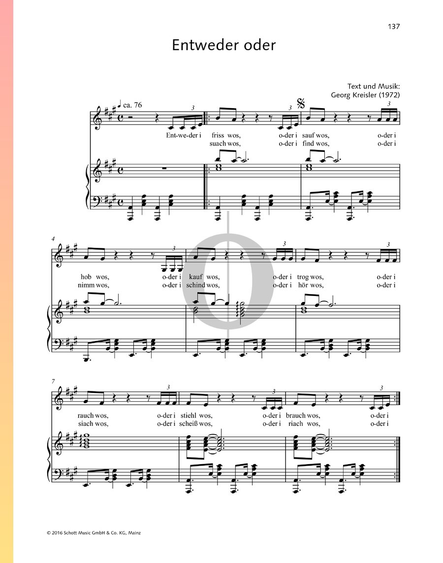 Entweder oder (Georg Kreisler) Piano Sheet Music - OKTAV