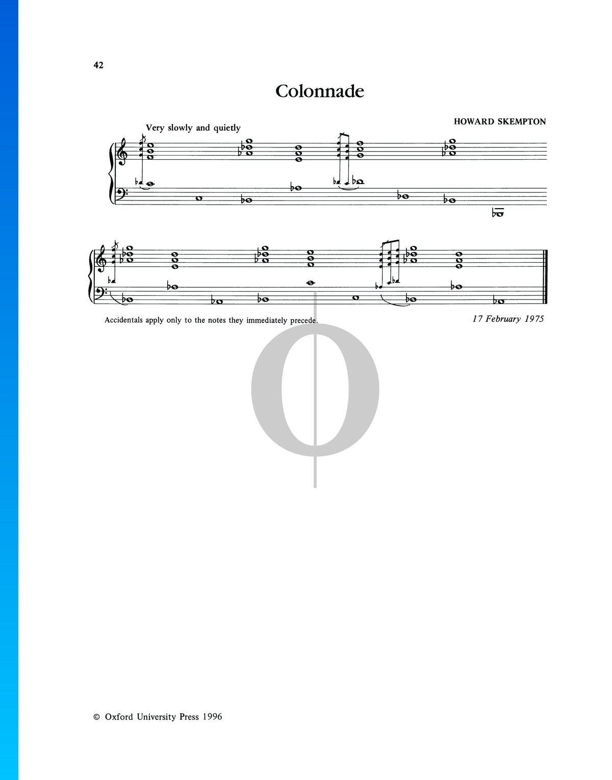 Colonnade (Howard Skempton) Piano Sheet Music - OKTAV
