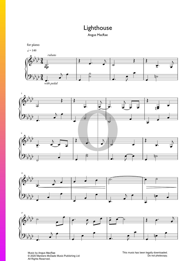 Lighthouse (Angus MacRae) Piano Sheet Music - OKTAV