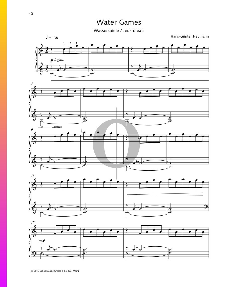 Water Games (Hans-Günter Heumann) Piano Sheet Music - OKTAV