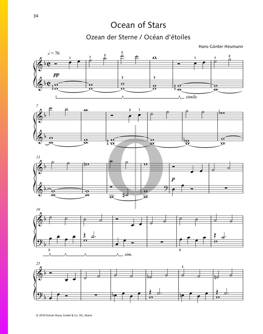 Ocean of Stars (Hans-Günter Heumann) Piano Sheet Music - OKTAV