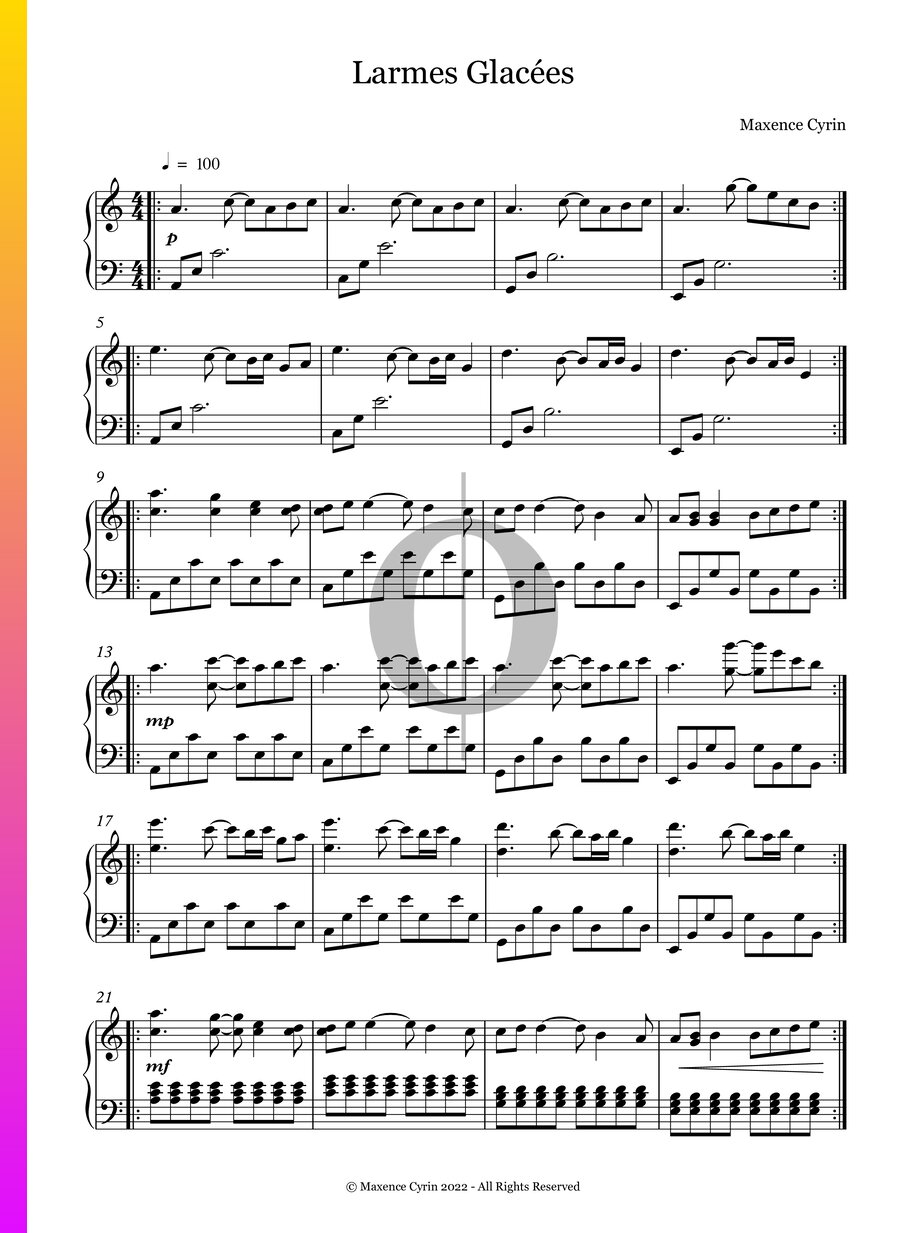 Larmes Glacées (Maxence Cyrin) Piano Sheet Music - OKTAV