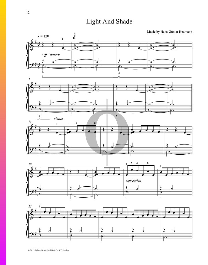 Light And Shade (Hans-Günter Heumann) Piano Sheet Music - OKTAV