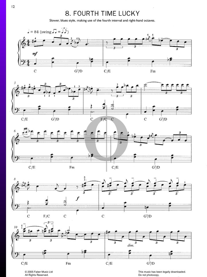 Fourth Time Lucky (John Kember) Piano Sheet Music - OKTAV
