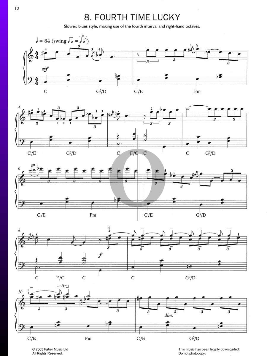 Fourth Time Lucky (John Kember) Piano Sheet Music - OKTAV