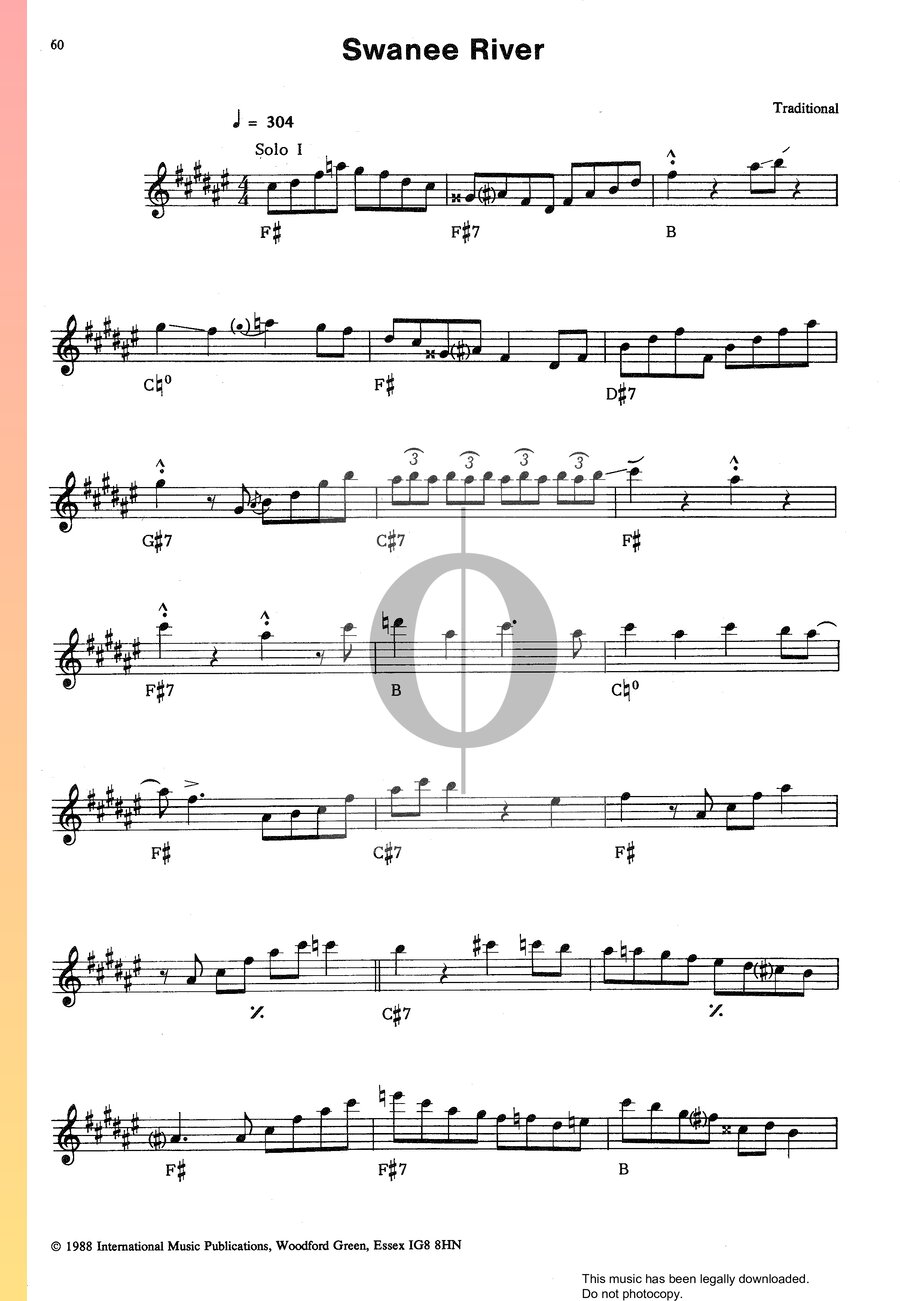 Swanee River (Anonymous) Piano Sheet Music - OKTAV