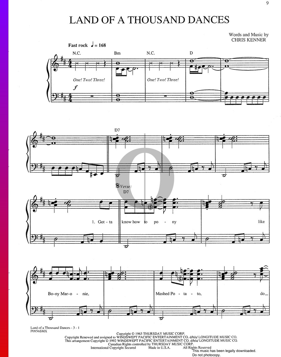 Land Of A Thousand Dances (Wilson Pickett) Piano Sheet Music - OKTAV