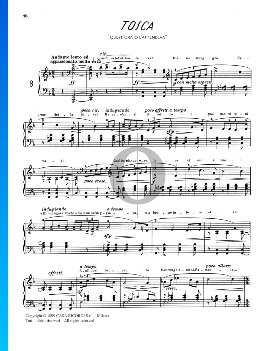 Quest' ora io l'attendeva (Giacomo Puccini) Piano Sheet Music - OKTAV
