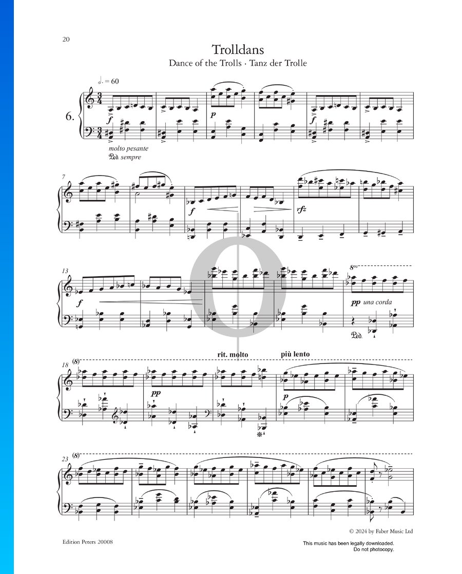 Dance of the Trolls, Op. 44 (Agathe Backer Grøndahl) Piano Sheet Music ...