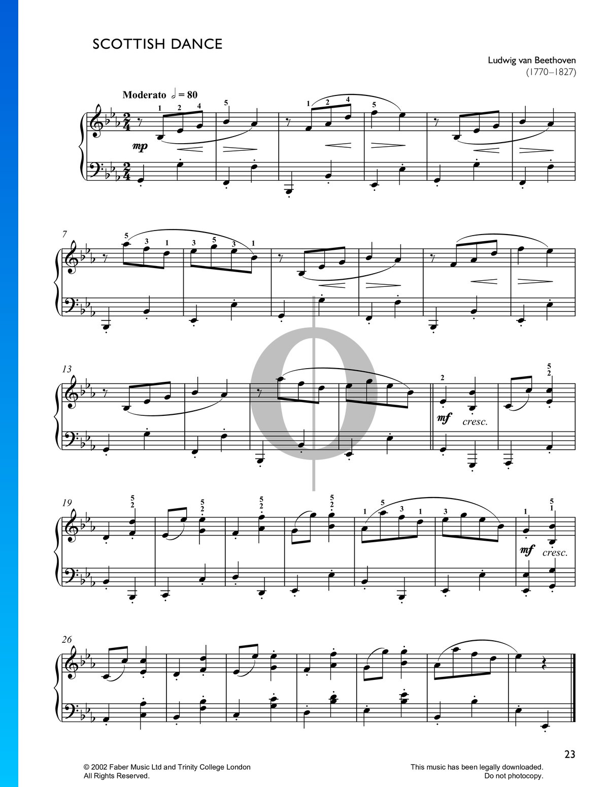 Scottish Dance (Ludwig van Beethoven) Piano Sheet Music - OKTAV