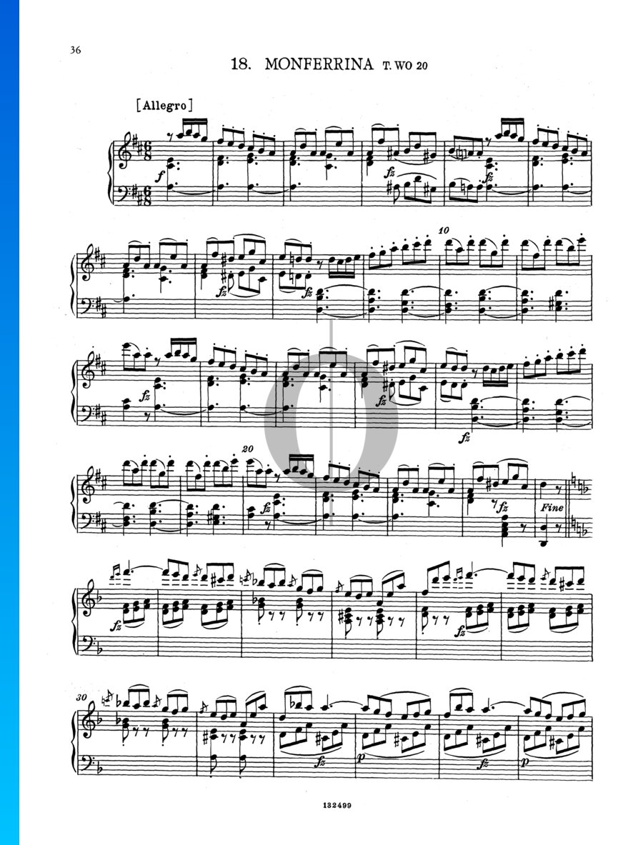 Monferrina in B-flat Major, T. WO 20 (Muzio Clementi) Piano Sheet Music - OKTAV