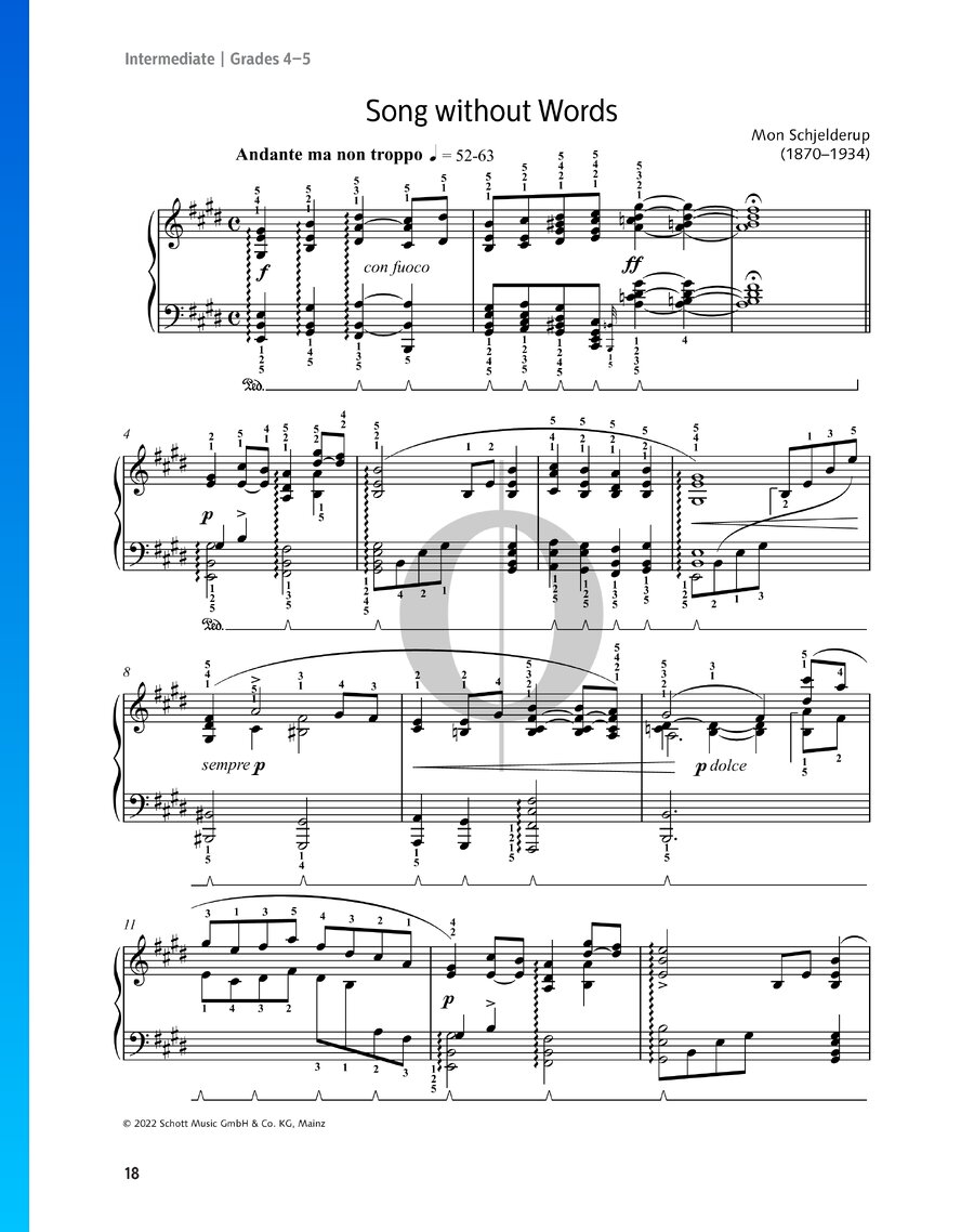 Song without Words, Op. 13 No. 2 (Mon Schjelderup) Piano Sheet Music ...