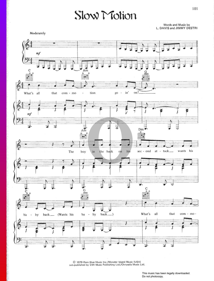 Slow Motion (Blondie) Piano Sheet Music - OKTAV