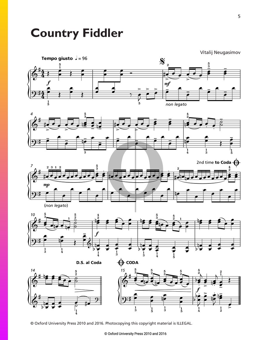 Country Fiddler (Vitalij Neugasimov) Piano Sheet Music - OKTAV