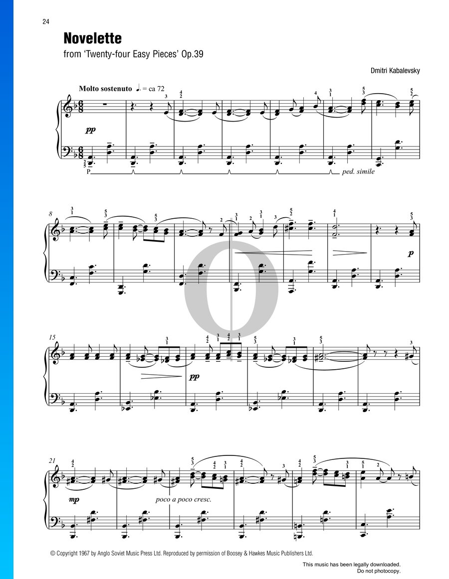 Novelette, Op. 39 No. 22 (Dmitry Kabalevsky) Piano Sheet Music - OKTAV