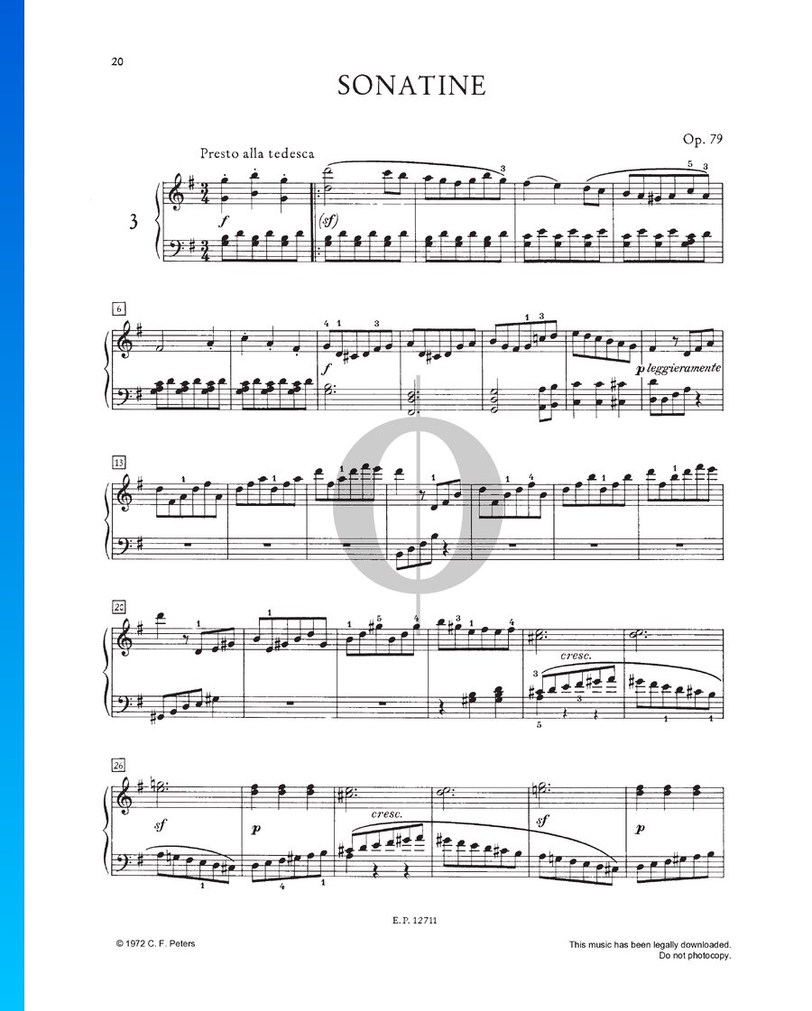 Piano Sonata, Op. 79 No. 25 (Cuckoo) » Ludwig van Beethoven ...