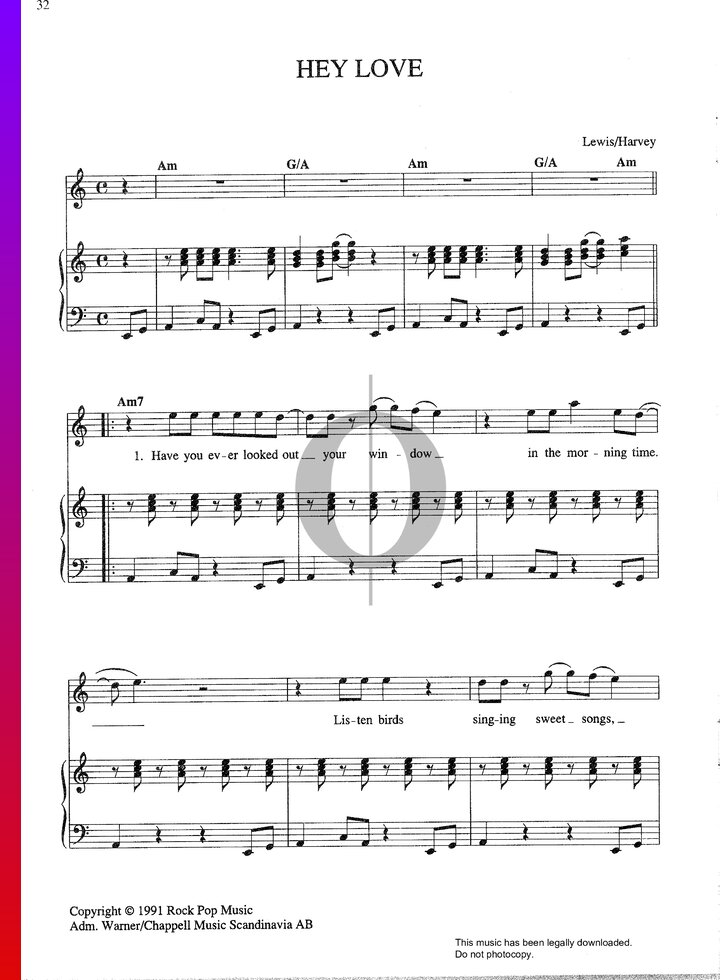 Hey Love (Inner Circle) Piano Sheet Music - OKTAV