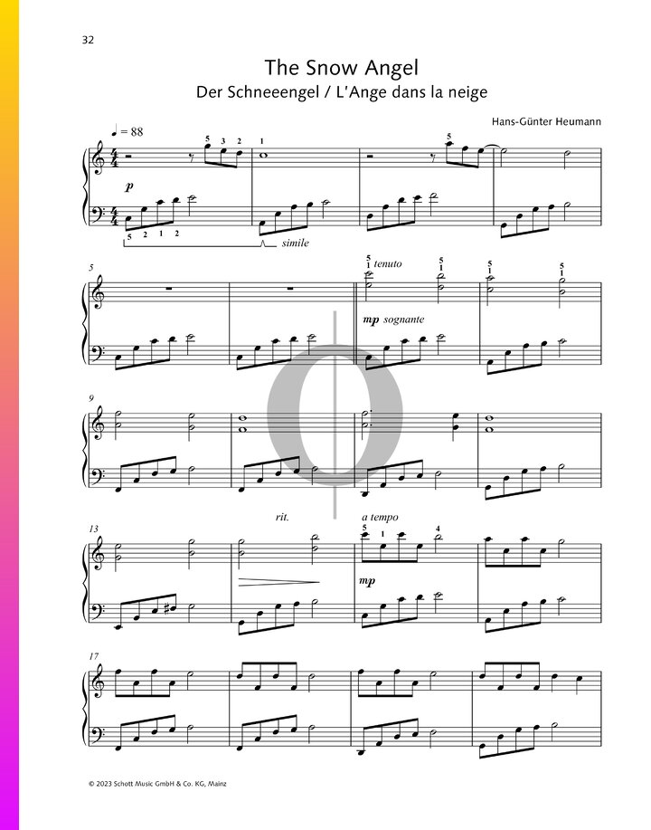The Snow Angel (Hans-Günter Heumann) Piano Sheet Music - OKTAV