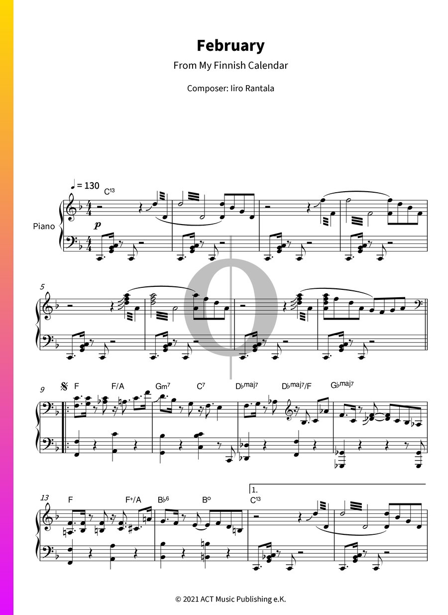 February (Iiro Rantala) Piano Sheet Music - OKTAV