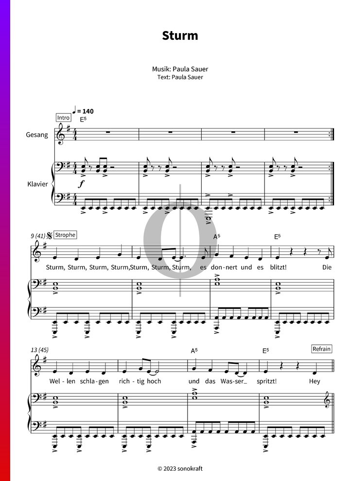 Sturm (Paula Sauer) Piano Sheet Music - OKTAV