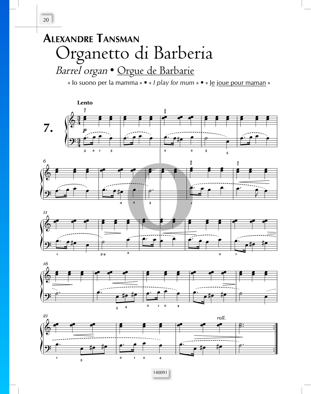 Barrel organ (Alexandre Tansman) Piano Sheet Music - OKTAV